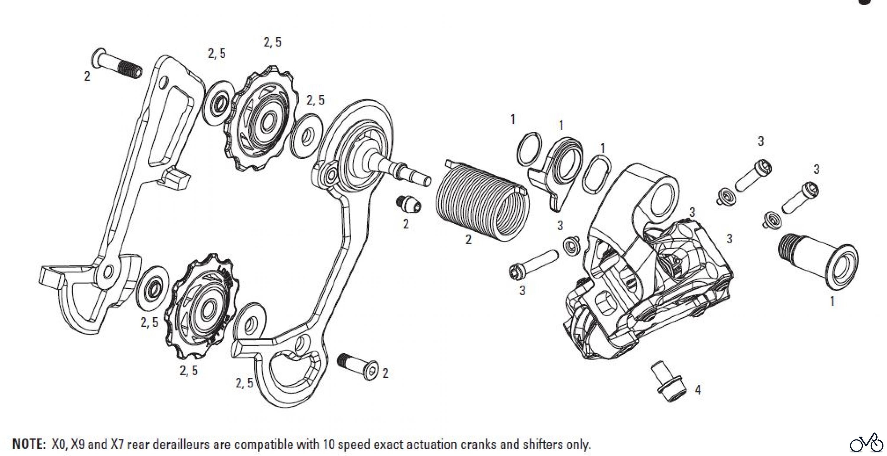 Sram Sram SRAM X0 / X9 / X7 / ViaGT - REAR DERAILLEUR 2x10, 3x10 (2011 ...